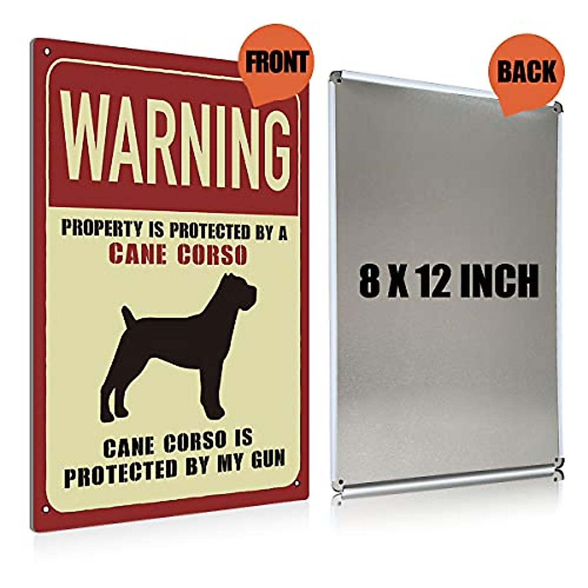 Warning Sign Warning Cane Corso Metal Tin Sign Wall Decor Dog Sign for Home Door Outdoor Decor Gifts - 8x12 Inch