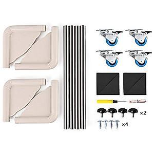 SPACECARE Furniture Dolly Adjustable Mobile Roller Mini Fridge Stand Washing Machine Stand with 8 Locking Swivel Wheels Universal Mobile Base Moving Cart for Dryer Refrigerator, Capacity 500 Lbs,White