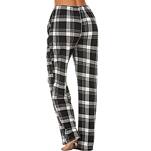 Ekouaer Womens 2 Pack Lounge Pants Comfy Pajama Pants Plaid Pajama Bottoms with Pockets Drawstring Pj Bottoms Pants