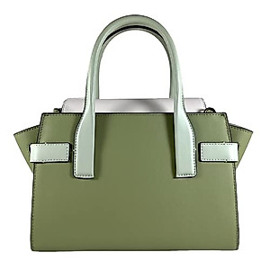 Michael Kors Carmen Medium Color-Block Faux Saffiano Leather Belted Satchel (light Sage Multi)