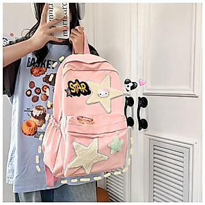 Cute Backpack for Women Men, Kawaii Y2K Grunge Trendy Harajuku Hiking Travel Backpack Aesthetic Daypack Chic Backpack (pink)