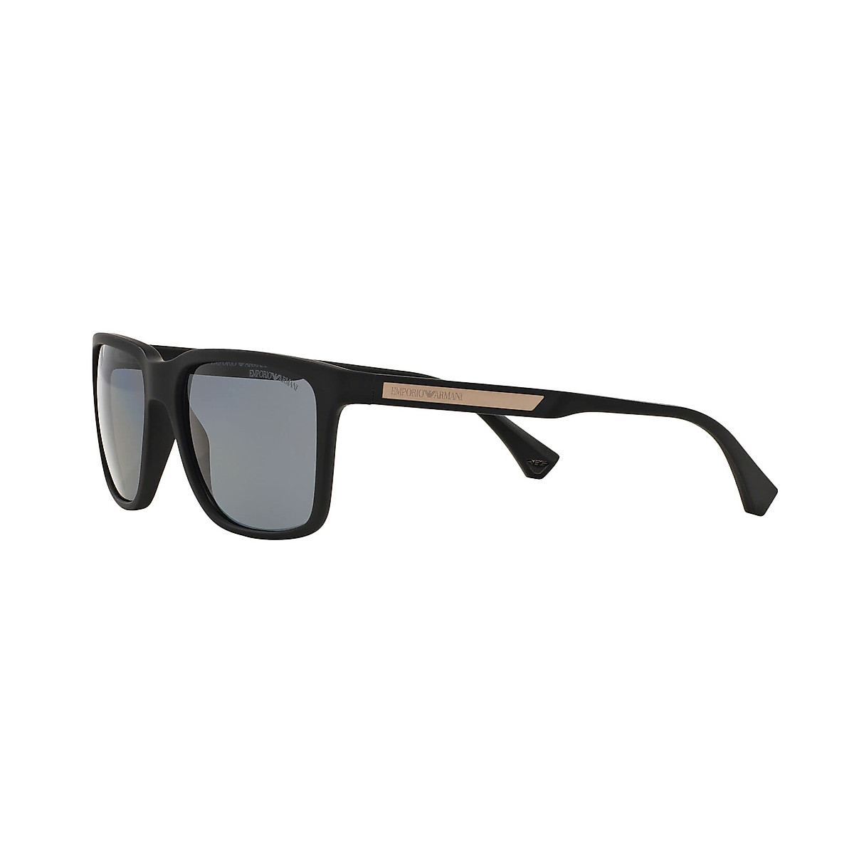 Emporio Armani Men's EA4047 Square Sunglasses, Rubber Black/Grey Polarized, 56 mm