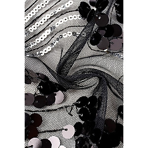 BABEYOND 1920s Sequin Shawl Fringed Evening Cape Wedding Bridal Shawl (Black)