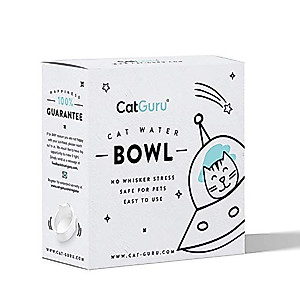 CatGuru Whisker Stress Free Cat Water Bowl, Reliefs Whisker Fatigue, Wide Cat Dish, Non Slip Cat Feeding Bowls, Shallow Cat Food Water Bowls, Non Skid Pet Bowls for Cats (Water Bowl, Marshmallow)