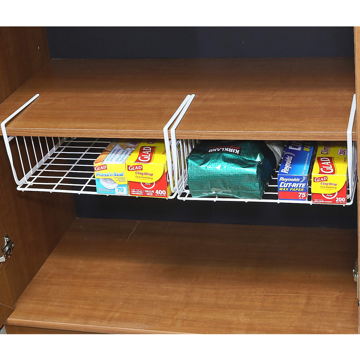 2 Pack - Simple Houseware Under Shelf Basket, White