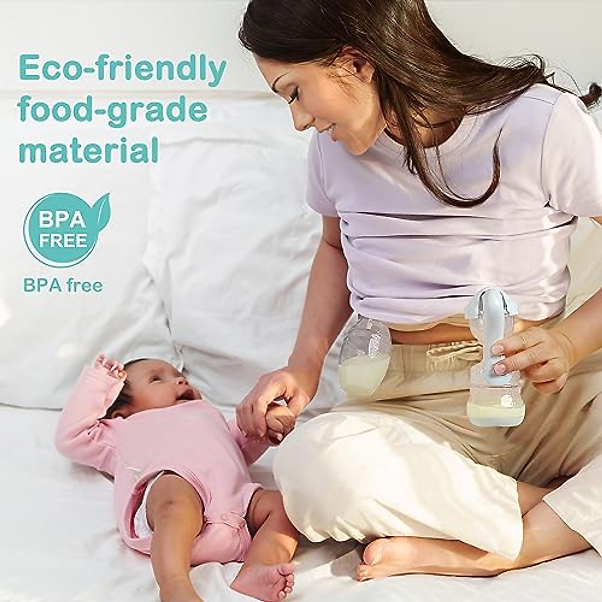 BumbleBee Manual Breast Pump Collector for Breastfeeding Combo- Silicone Milk Collector, Hand Pump Breast Pump 5oz/150ml with Compatible Nipple, Cap, Silicone Stopper and Storage Bag