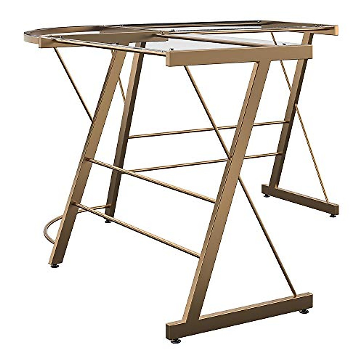 Ameriwood Home Odin Glass L-Shaped Computer, Gold Desk