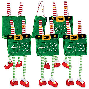 Elf Pants Christmas Treat Bags, Set of 6 Gift Bags for Children Holiday Parties Teachers Decorations