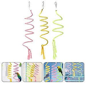 POPETPOP 3pcs Bird Rope Perch Spiral Parrots Climbing Rope Bird Swing Toy Standing Toys Bird Cage Accessories