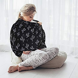 Baby Car Seat Covers, Multi-use Nursing Breastfeeding Covers, Infant Car Seat for Baby Boys&Girls, Stretchy Shopping Cart Cover Ups, Shower Gift for Boys & Girls (Cactus)