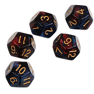 Jili Online 10pcs 12 Sided Dice D12 Polyhedral Dice for Dungeons and Dragons Roley Playing Games Dice Gift - Red Blue