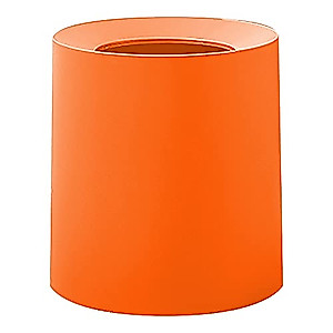 Modern Round Waste Basket - 3.2Gal/12.1L Open Top Trash Bin - Orange Garbage Can with Removable Plastic Bin Liner - Touchless Bathroom Garbage Can or Trash Can for Kitchen - Minimalist Office Trash Can