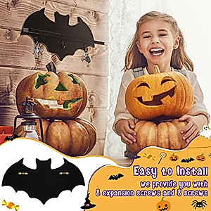 Wood Gothic Home Decor 2 Sets Wood Bat Shelf with 28 Pieces Plastic Bat Wall Stickers Wooden Bat Floating Shelves with Screws Wood Halloween Christmas Display Shelves Wall Decor Halloween Wall Decals