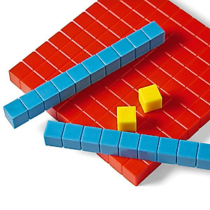 hand2mind Differentiated Plastic Base Ten Blocks Complete Set, Place Value Blocks, Counting Cubes, Base Ten Blocks Classroom Set, Math Blocks Kindergarten, Base 10 Math Manipulatives (Set of 121)