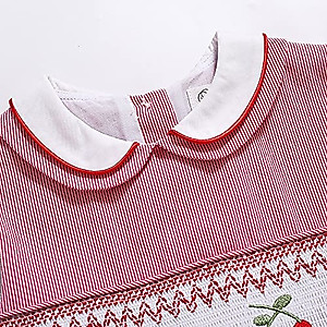 Pettigirl Girl Toddler Lovely Red Stripe Sleeveless Sundress Hand Embroidery Smocked Dress