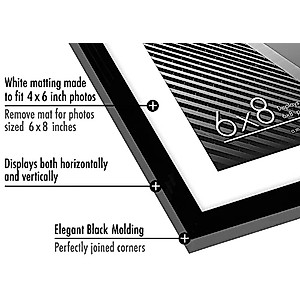 Americanflat 6x8 Picture Frame in Black - Set of 2 - Thin Border 4x6 Frame with Mat and 6x8 Frame Without Mat - Horizontal and Vertical Formats for Wall and Tabletop