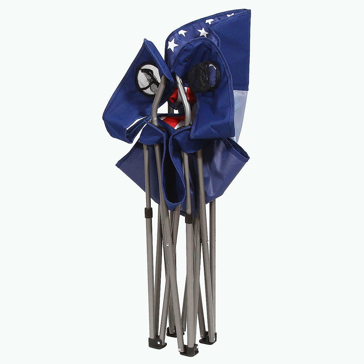 Kamp-Rite KAMPAFC141 Portable Outdoor Camping Furniture Beach Patio Sports Folding Quad Lawn Chair with 2 Cup Holders, USA Flag