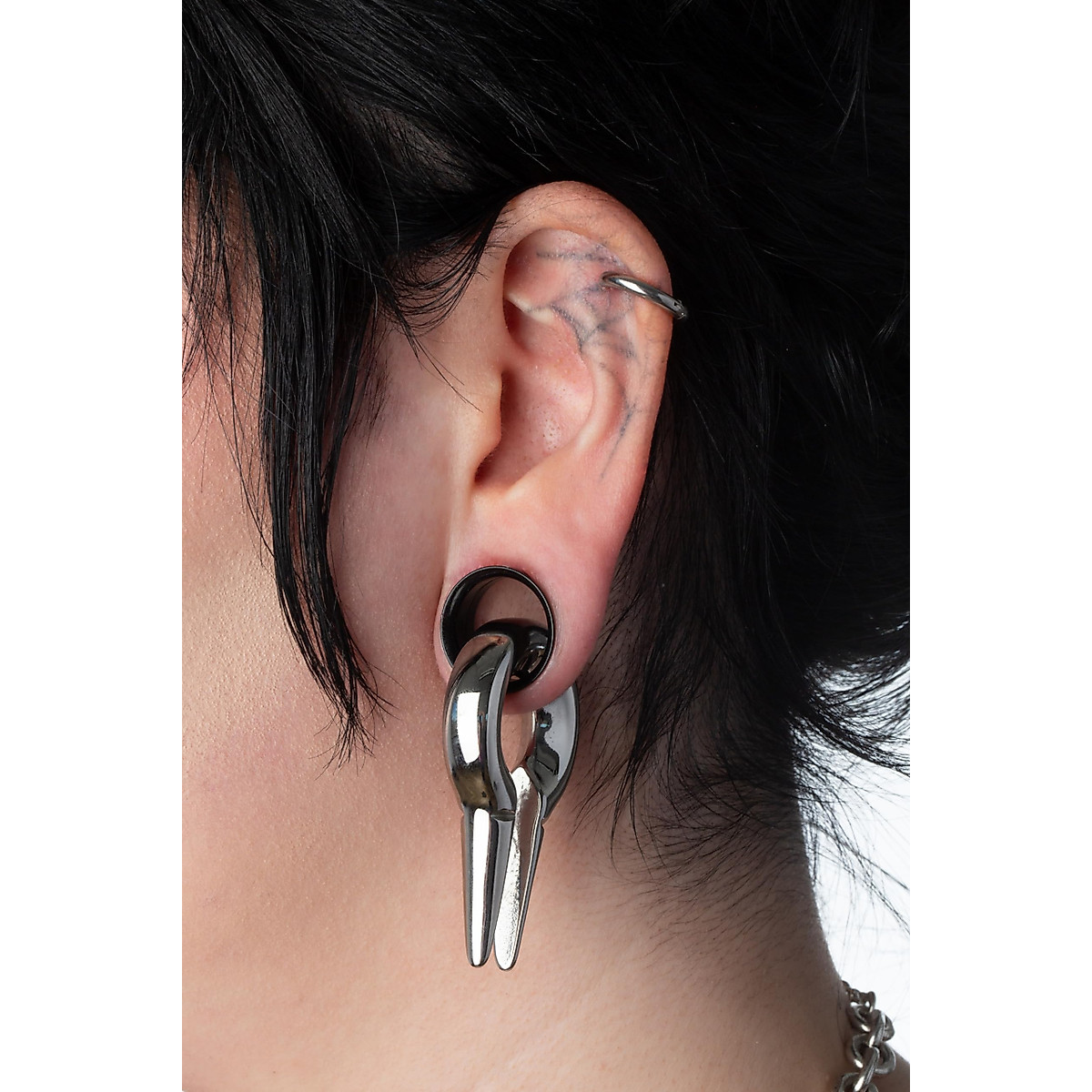 Pierced Owl Black Double Flared Tunnel Plugs in 316L Surgical Steel with Titanium IP, Sold as a Pair (25mm (1"))