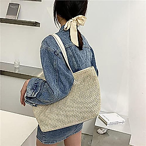Summer Straw Bag Women Large Capacity Weave Totes Bag Handmade Rattan Beach Bag Vacation Lady Straw Shoulder Bag Pouch-1