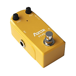 AZOR Vintage Fuzz Guitar Effect Pedal with Guitar Effect Pedal Cables 3 Pack (Gold)