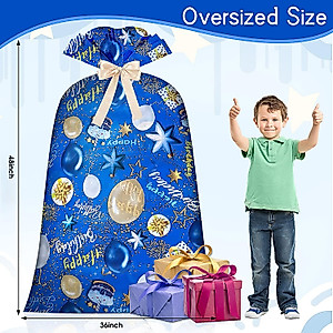 Extra Large Jumbo Giant Huge Gift Bag Blue Plastic Oversized Present Wrapping Bag (48" 1Pack) for Boys Men and Kids