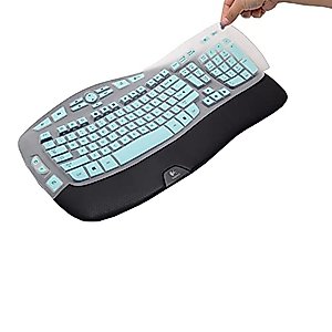 Keyboard Cover for Logitech K350 MK550 MK570 Wireless Wave Keyboard,Dust-Proof Silicone Keyboard Protector Skin for Logitech K350 MK550 MK570 Keyboard Protective Accessories(Gradient Mint)