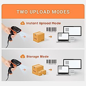 Tera Upgraded USB 2D QR Barcode Scanner Wired, Officially Certified Dustproof Shockproof Waterproof IP65 Ergonomic Handle Fast and Precise Scan for Windows Linux Plug and Play Model D5100Y