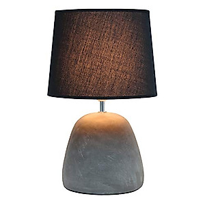 Simple Designs LT2058-BLK Round Concrete Table Lamp, Black 10.25"L x 10.25"W x 16.5"H