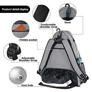 Tennis Backpack for Men Women, Large Tennis Bag Holds 2 Rackets with Ventilated Shoe Compartment, Waterproof Racket Bags for Badminton Pickleball Squash Racquetball, Bonus A Tennis Ball Waist Pouch
