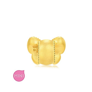 CHOW SANG SANG 999 24K Solid Gold Ribbon Mini Charm Bracelet for Women 92449C (Gold, 17 CM)