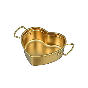 Korean Ramen Pot 8.5 * 7.7 Inch, UNOSCHRIM Heart Shaped 304 Stainless Steel Cooking Pot, Fast Noodle Cooker with Double Handles, Multifunctional Kitchen Cookware for Ramen, Soup or Pasta, Yellow