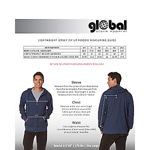 Global Blank Long Sleeve T-Shirt Sweatshirts for Men, Lightweight Zip-Up Hoodie, Gunmetal Heather, XS