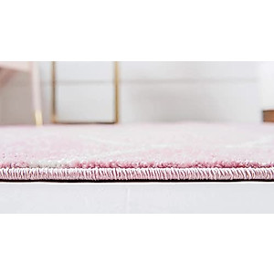Unique Loom Trellis Frieze Collection Area Rug - Rounded (3' Square, Light Pink/ Ivory)