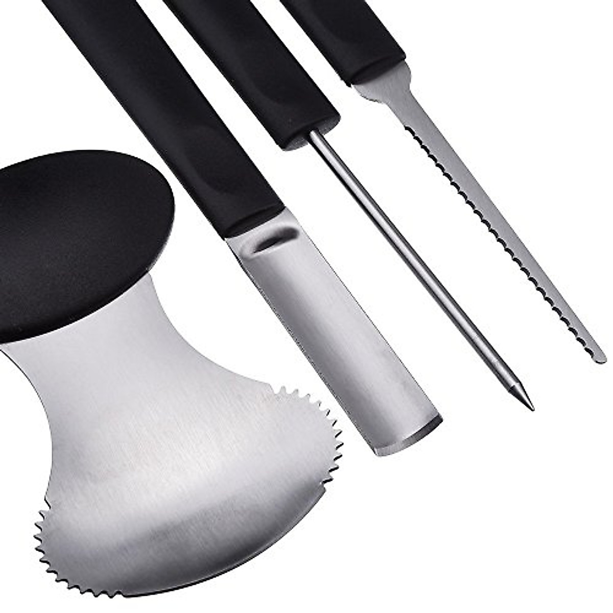 Antner Pumpkin Carving Tools Kit, 4 Pieces Heavy Duty Stainless Steel Carving Tools Set and 6 Pieces Halloween Pumpkin Carved Stencils Stickers