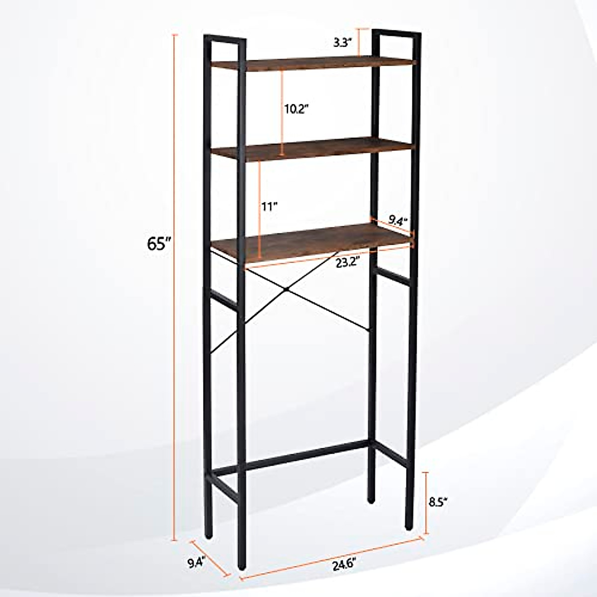 ZENY Over-The-Toilet Storage Rack, 3 -Tier Freestanding Bathroom Organizer, Space-Saving Bathroom Shelf Over Toilet Rack, Brown
