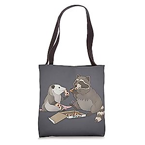 Possum and Raccoon eating pizza Tote Bag