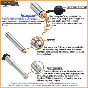 InfiniteRule Security 61775 | 4 Pack Mixed 2.5, Keyed Alike, Hitch Locks for B&W 2.0" & 2.5" Tow & Stow 10K LB & 18K LB - Includes Lock for 2.5" Receiver