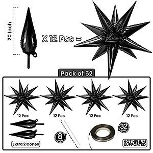KatchOn, Black Spike Balloons - 20 Inch, Pack of 50 | Black Star Balloons Metallic, Black Starburst Balloon | Halloween Balloons | Spiky Balloons for Bachelorette Party, Black Halloween Decorations