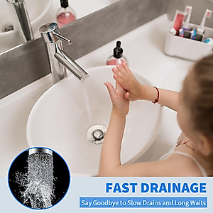 2Pcs Bathroom Sink Drain Strainer for 1.1-1.29 Inch, Pop Up Bathroom Sink Stopper Hair Catcher with Stainless Steel Filter Basket, for US Bathroom Sink Drain Stopper Basin Drain Filter Replacement