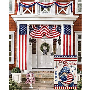 Patriotic Gnome Garden flag for 4th of July 12x18 Double Sided,American Gnome with Love Heart Small Yard Flags for Independence Day Memorial Day Decor for Summer Farmhouse Holiday Outside Outdoor
