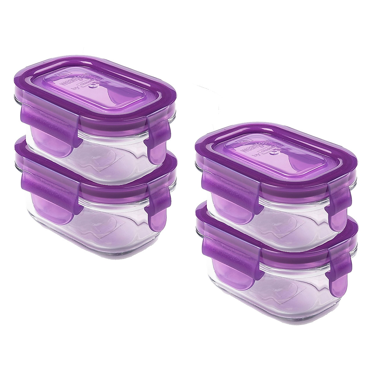 Wean Green Wean Tubs 5.1oz/150ml Baby Food Glass Containers - Grape (Set of 4)