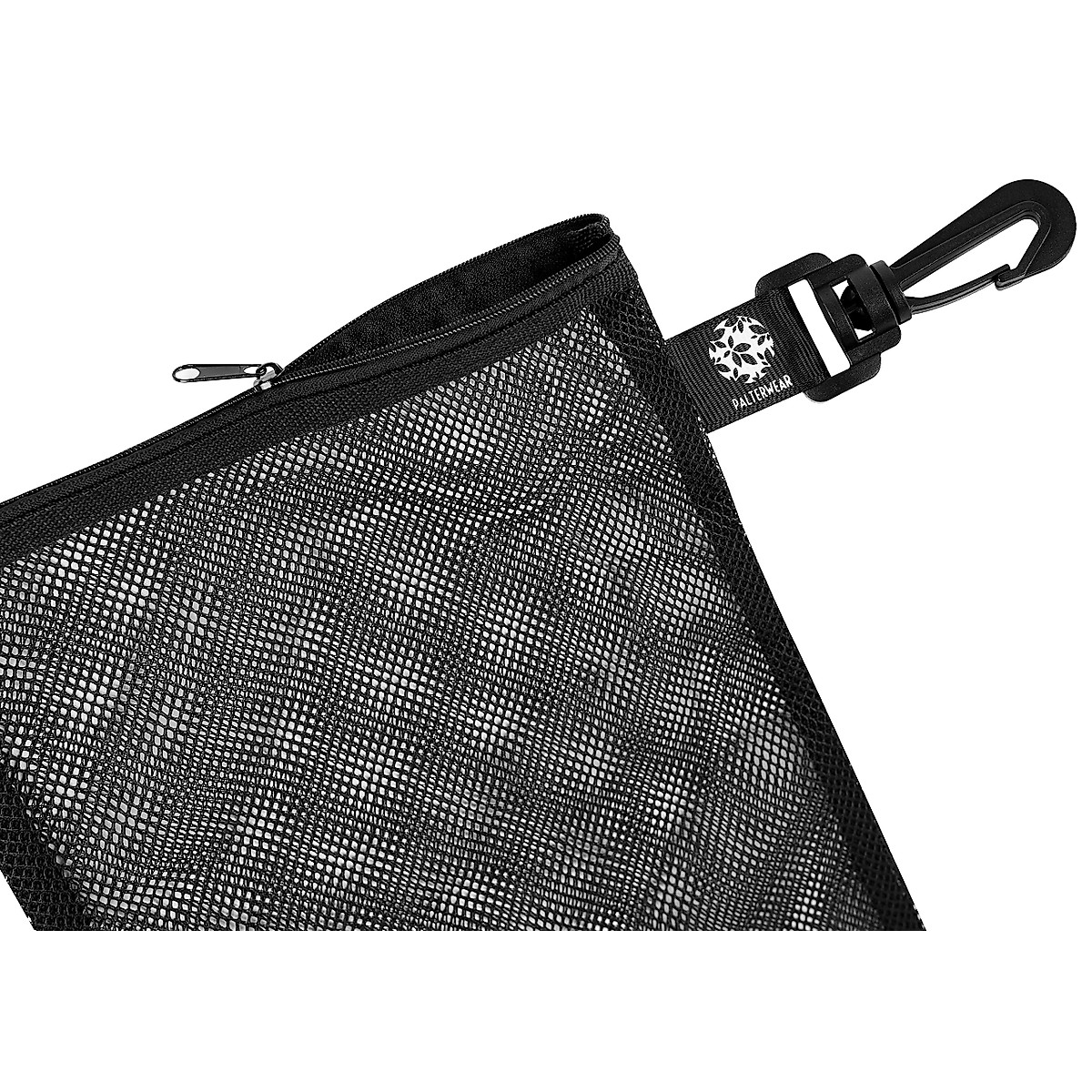 PALTERWEAR Mesh Zipper Bag with Clip - Set of 4 (Black, 7 x 9 inch)