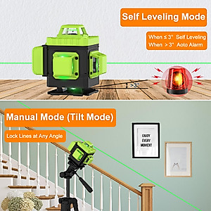 IMAYCC Laser Level, 4x360° Self Leveling Laser Level, 4D Cross Line Laser with Remote Control, Anti-fall Box, Multiple Stands, Rechargeable Batteries for Construction and Decoration