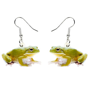DUOWEI Cute Sitting Frog Earrings Acrylic Drop Dangle Jewelry for Women Aesthetic Gifts (Yellow)
