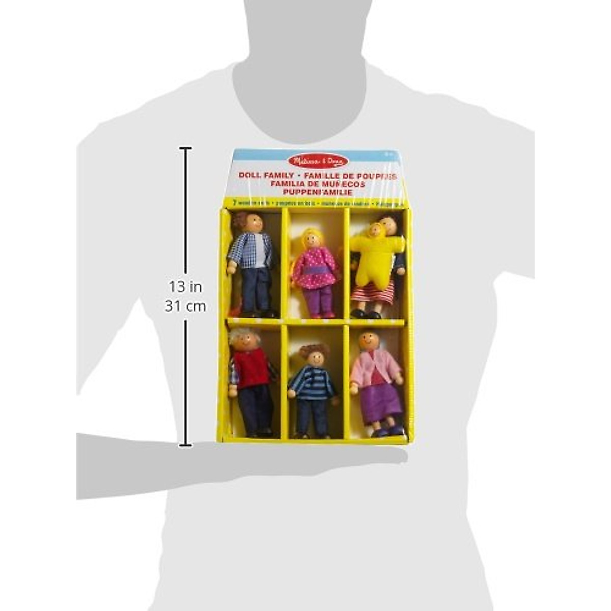 Melissa & Doug 7-Piece Poseable Wooden Doll Family for Dollhouse (2-4 inches each)