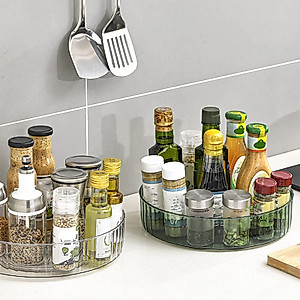 ZEARLY 2 Pack Lazy Susan Organizer Turntable, Round Plastic Clear Rotating Turntable Organization, Turntable Organizer Spice Rack Organizer for Kitchen, Pantry, Countertop, Bathroom