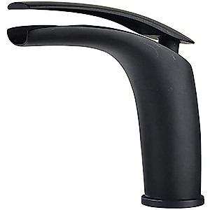 JBQ Bathroom Faucets Bathroom Sink Faucet Bathroom Basin Faucet Solid Brass Sink Faucet Hot and Cold Single-Handle Countertop Toilet Waterfall Faucet (Color : Black 2 T)