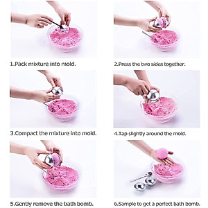 Bloss Bath Bomb Molds 4 Set 8 Pieces, DIY Metal Bath Bomb Mold 3.5 Inches 9CM, bath bomb making kit, Bath Bomb Press Soap Making Mold Supplies Kit