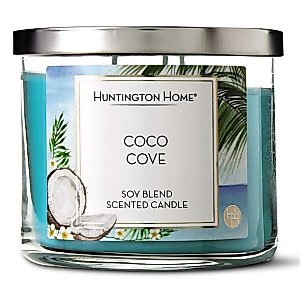 Huntington Home Soy Blend Scented Candle All Scented, 3 Wicks 45/60 Hours (Coco Cove)
