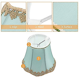 Uonlytech Green Fabric Lamp Shade Burlap Clip On Chandelier Lamp Shades Linen Lampshade for Table Chandelier Wall Lamp Living Room Bedroom, Small